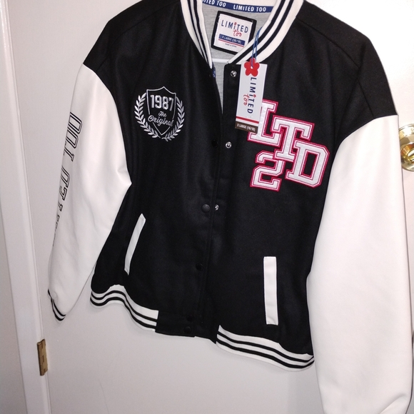 Limited Too | Jackets & Coats | Limited Too Black And White Varsity ...
